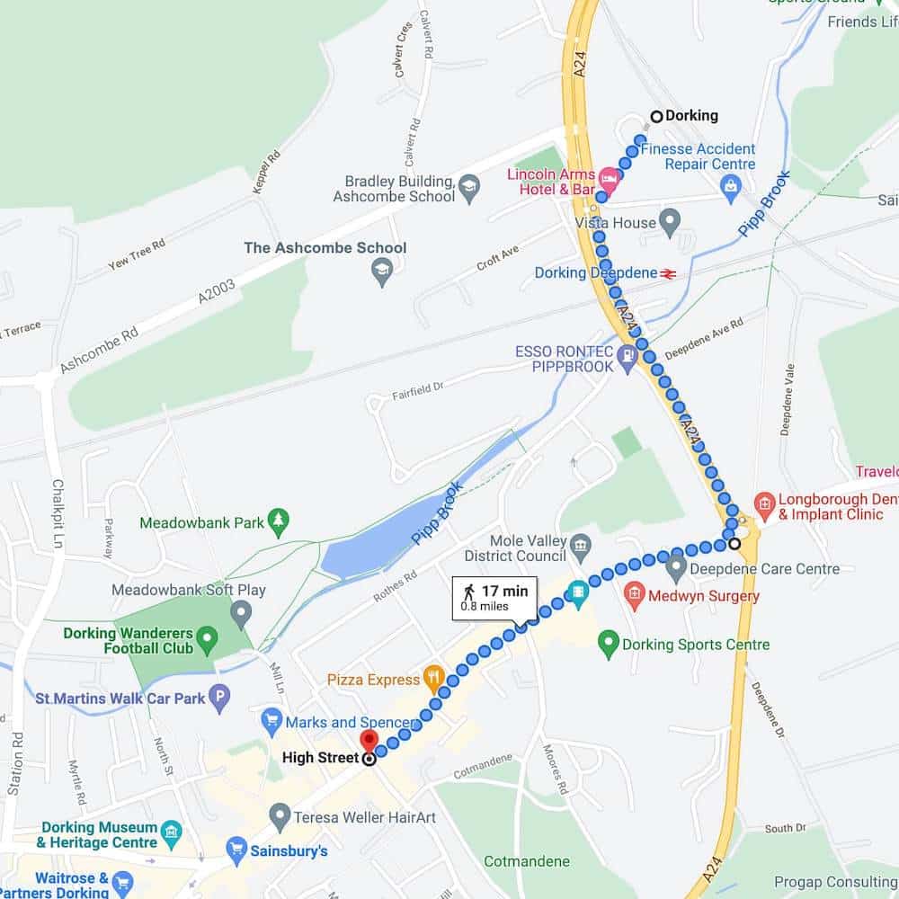 Getting to Dorking on Foot - Hello Dorking